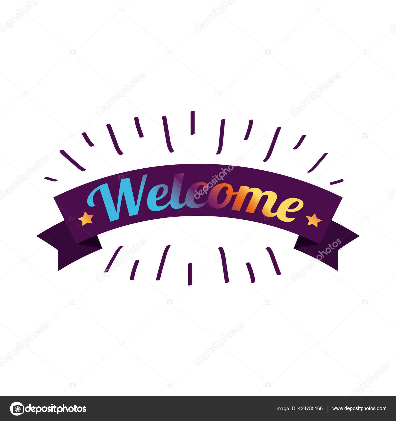 Welcome label lettering with colors letters Stock Vector by ©yupiramos ...
