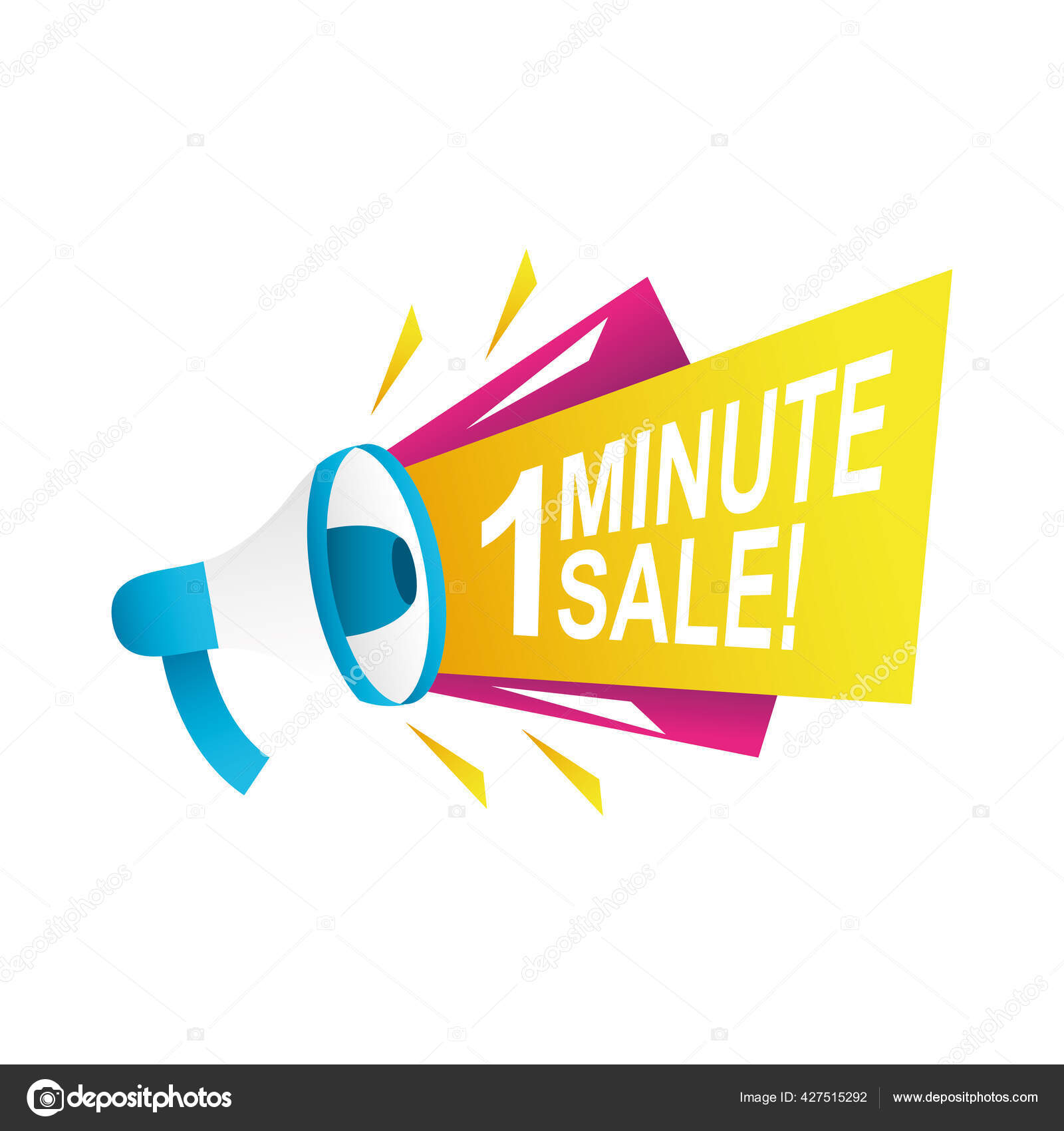 One minute sale countdown badge with megaphone Stock Vector Image by ...