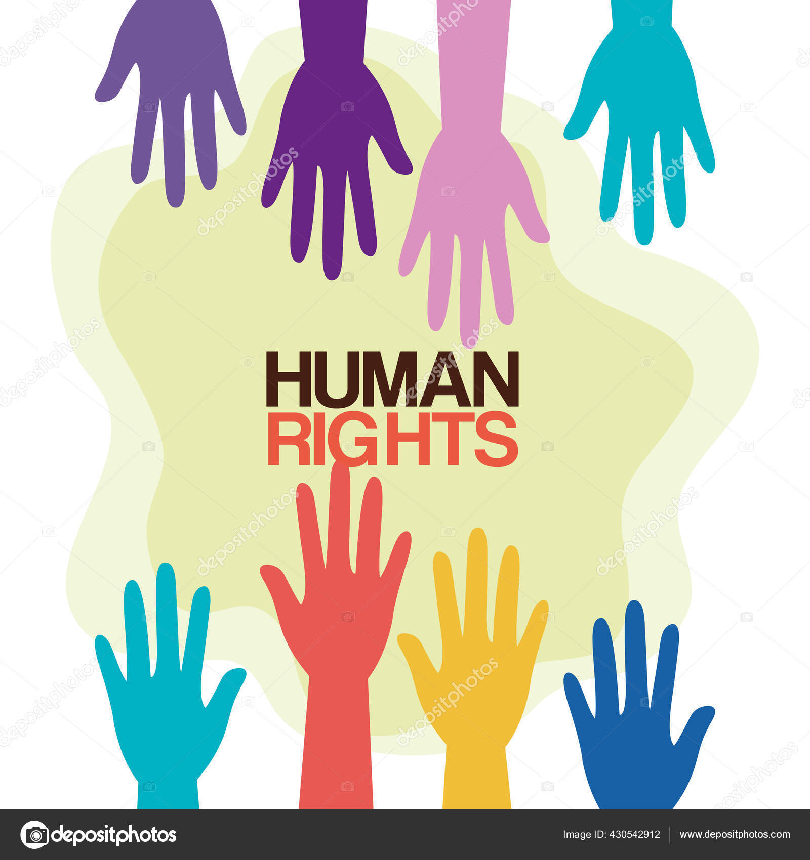 Derechos humanos con manos de colores diseño vectorial Vector de stock #430542912 de ©yupiramos