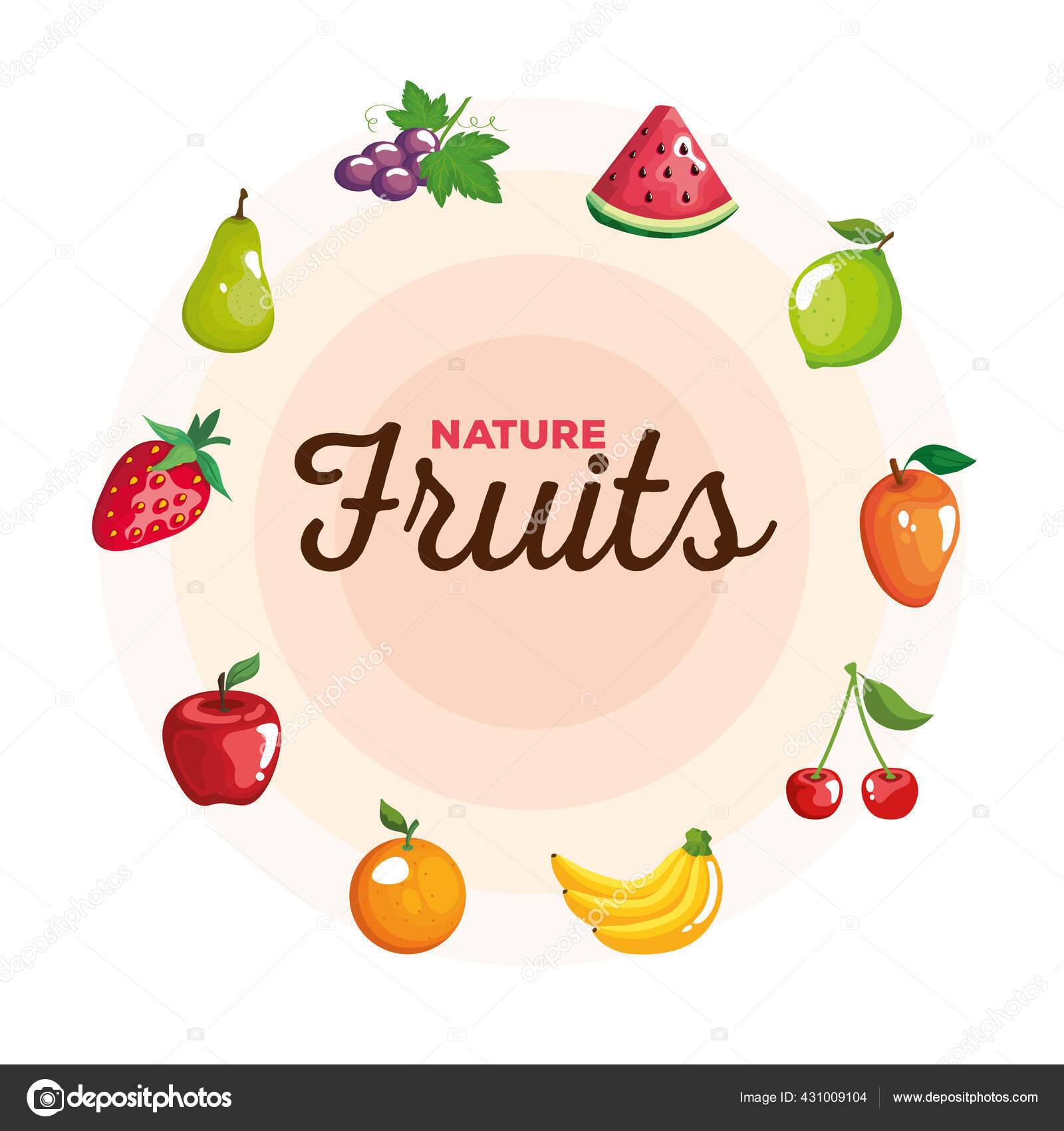 Fruits circle icon set vector design Stock Vector by ©yupiramos 431009104