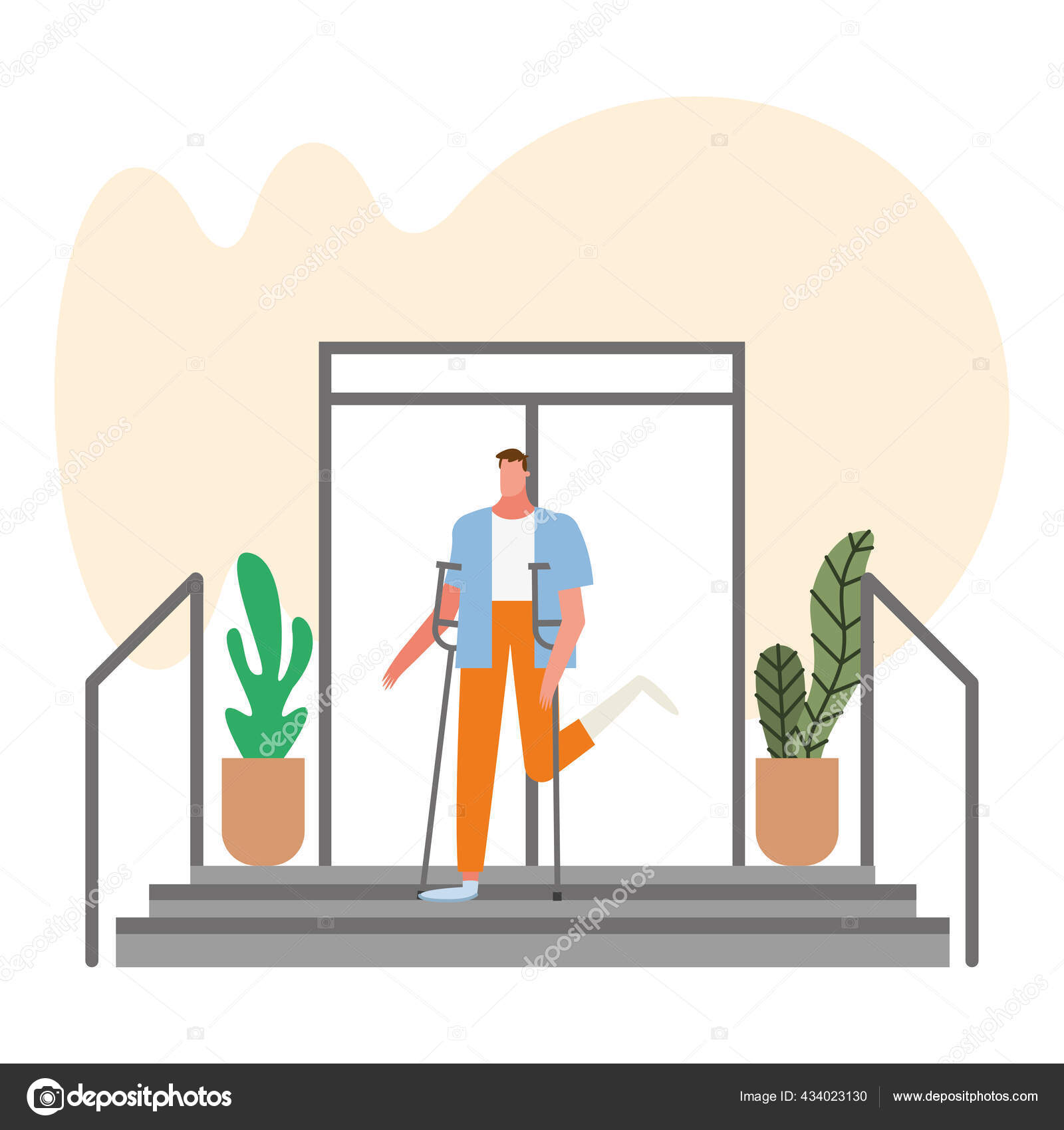 Man with crutches disable person character Stock Vector by ©yupiramos ...