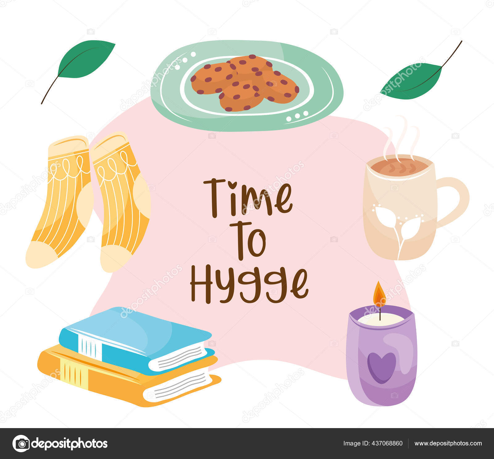 Bundle of five hygge style set icons and lettering Stock Vector Image ...