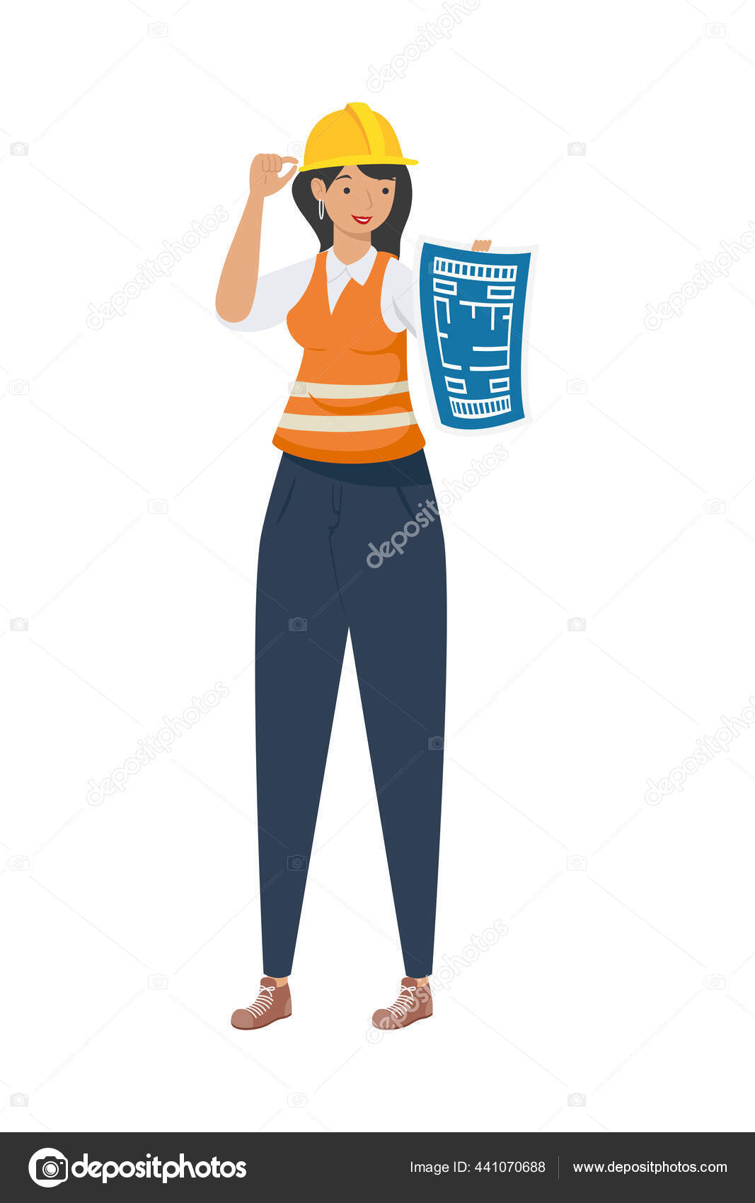 Architect woman with plans vector design Stock Vector Image by ...