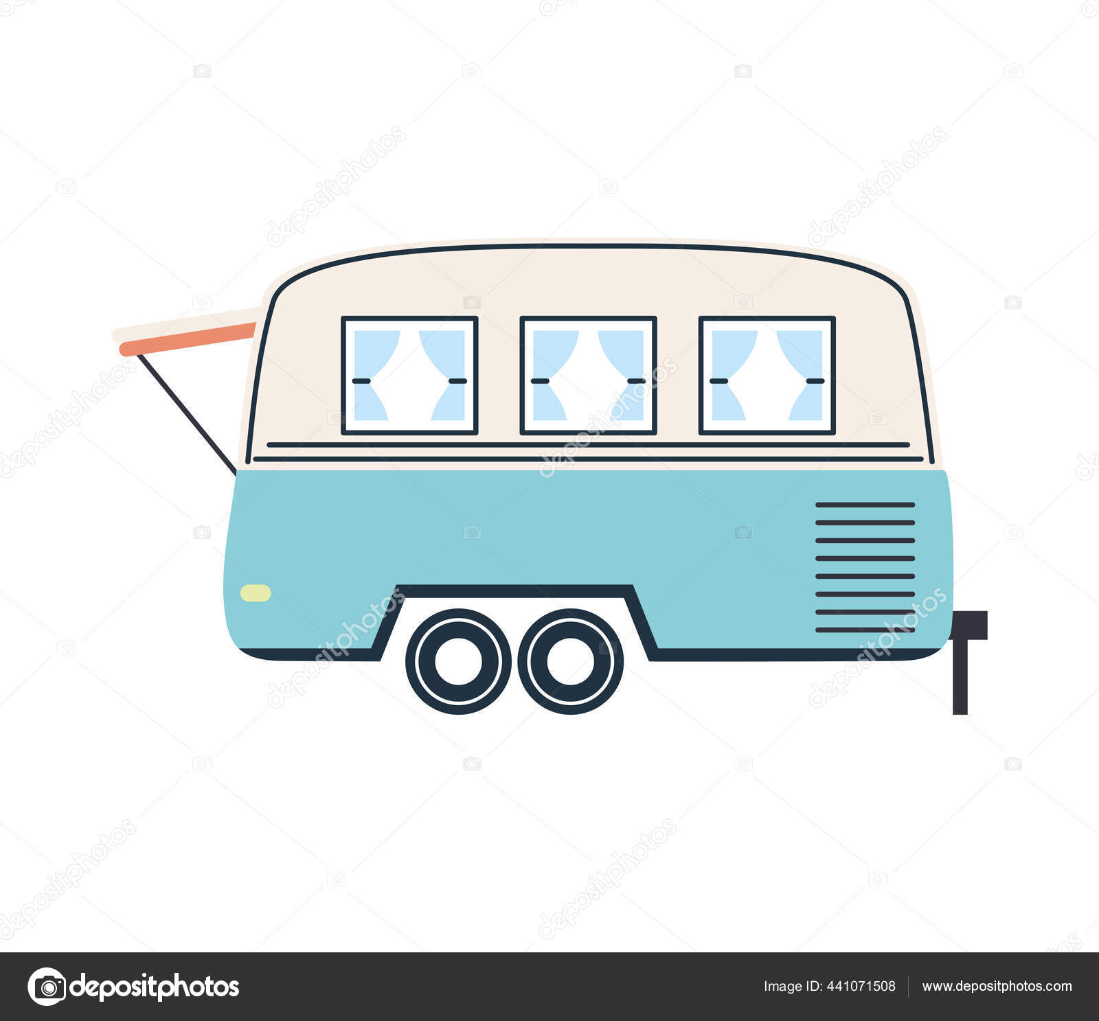 Camper trailer white and blue vector design Stock Vector Image by ...