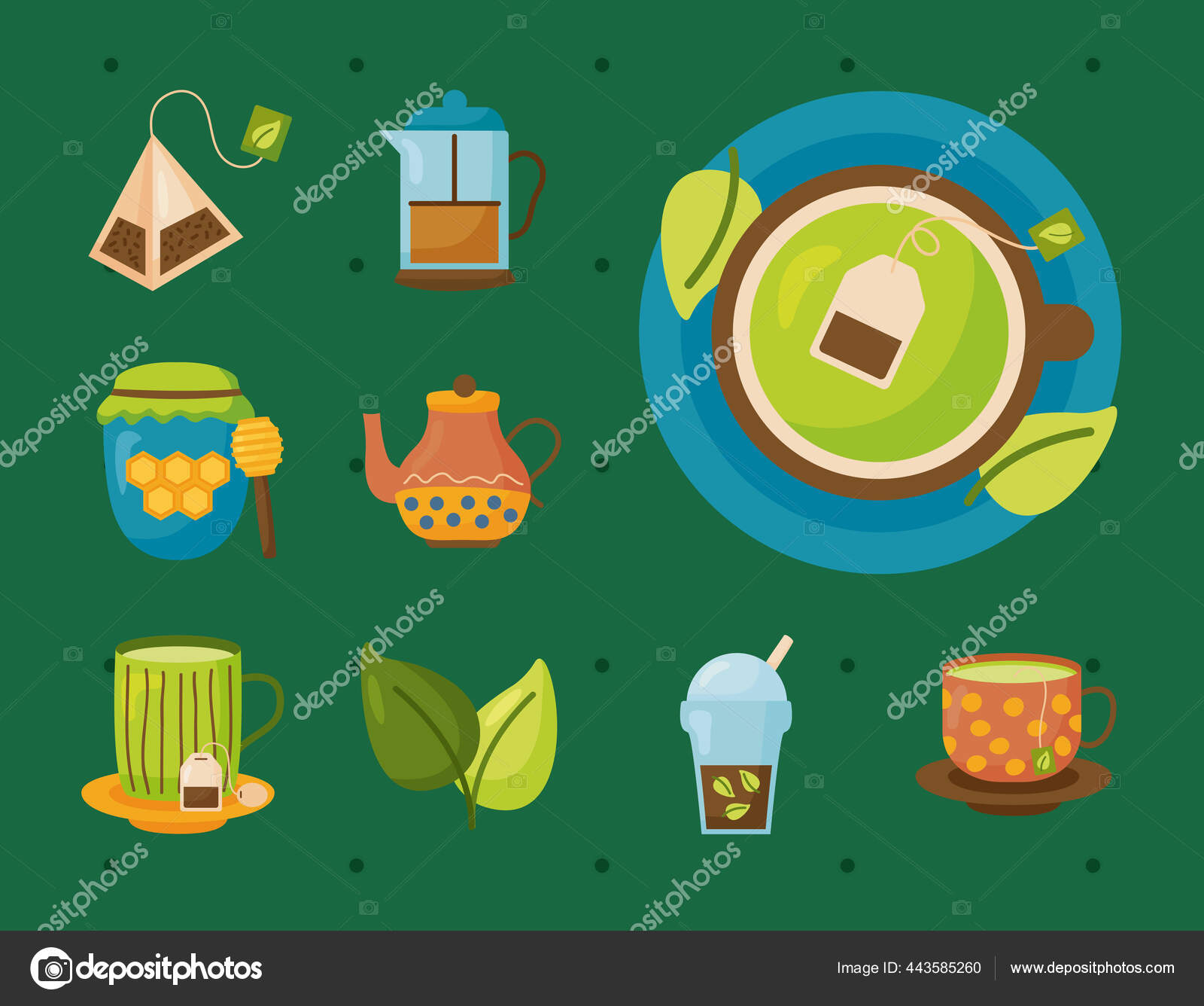 Tea symbol set vector design Stock Vector Image by ©yupiramos #443585260