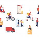 Delivery Man Postman Courier Post Stick Figure Pictogram Icon Stock ...