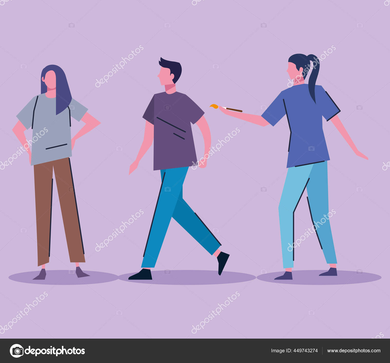 Young people standing avatars characters Stock Vector Image by ...