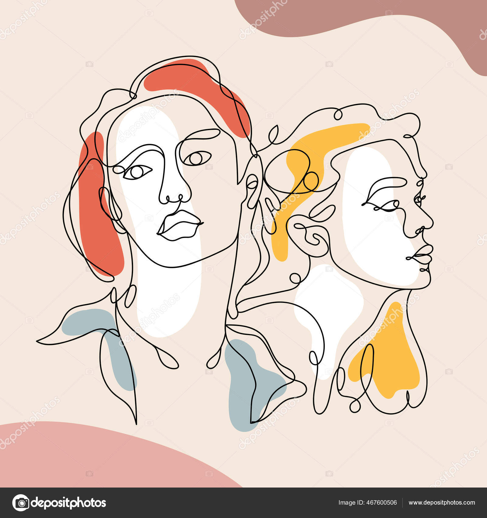 Dos caras abstractas Vector de stock #467600506 de ©yupiramos