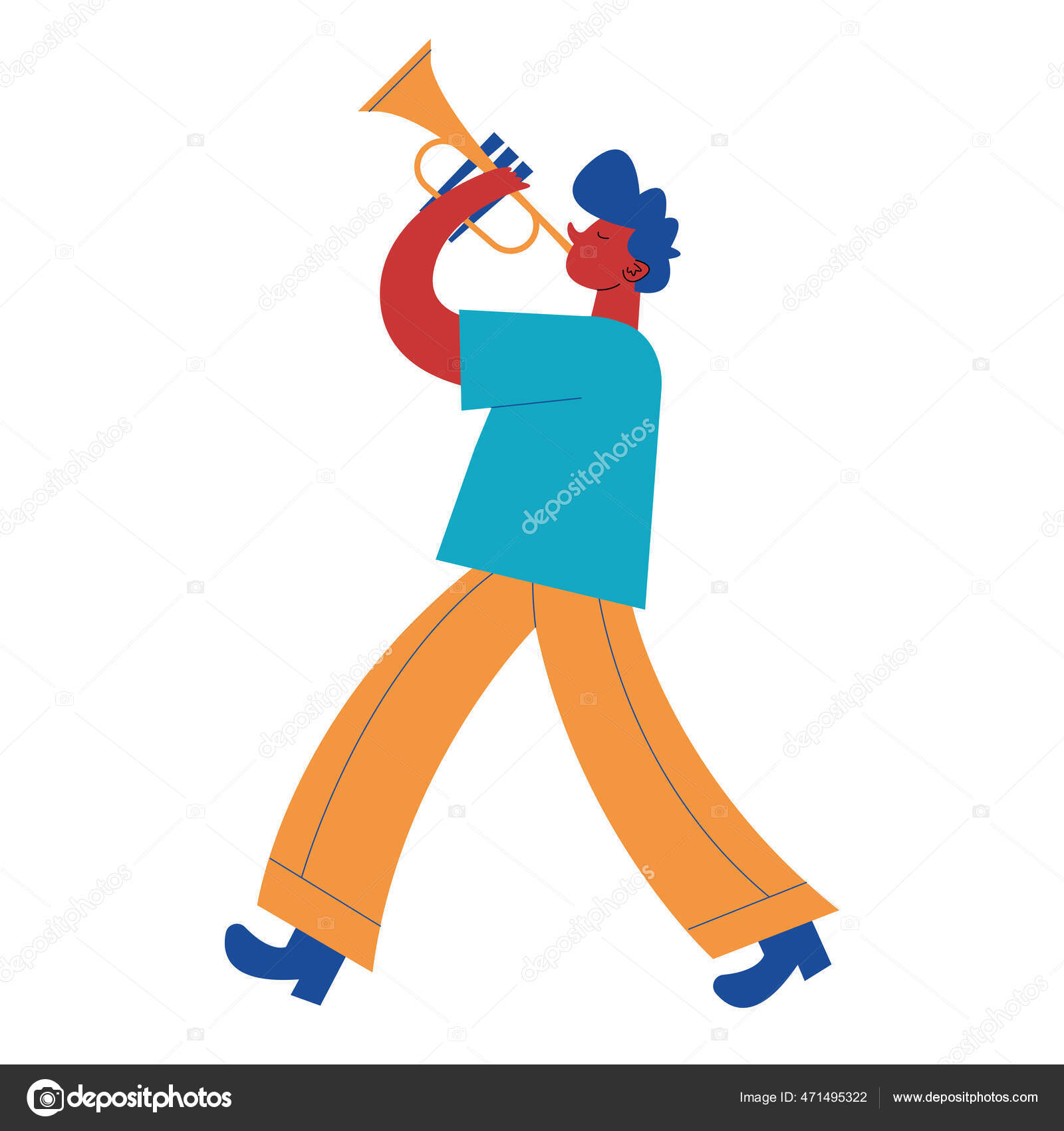 Man playing trumpet Stock Vector by ©yupiramos 471495322