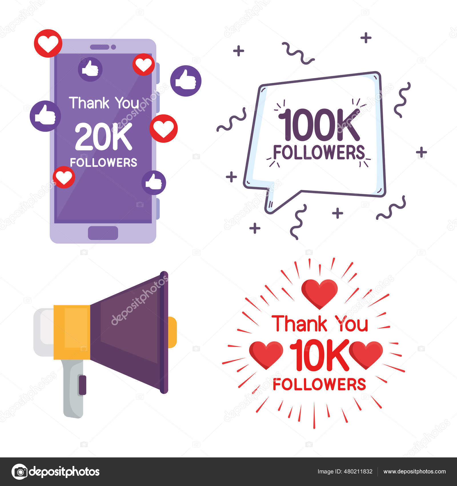 Collection labels followers Stock Vector by ©yupiramos 480211832