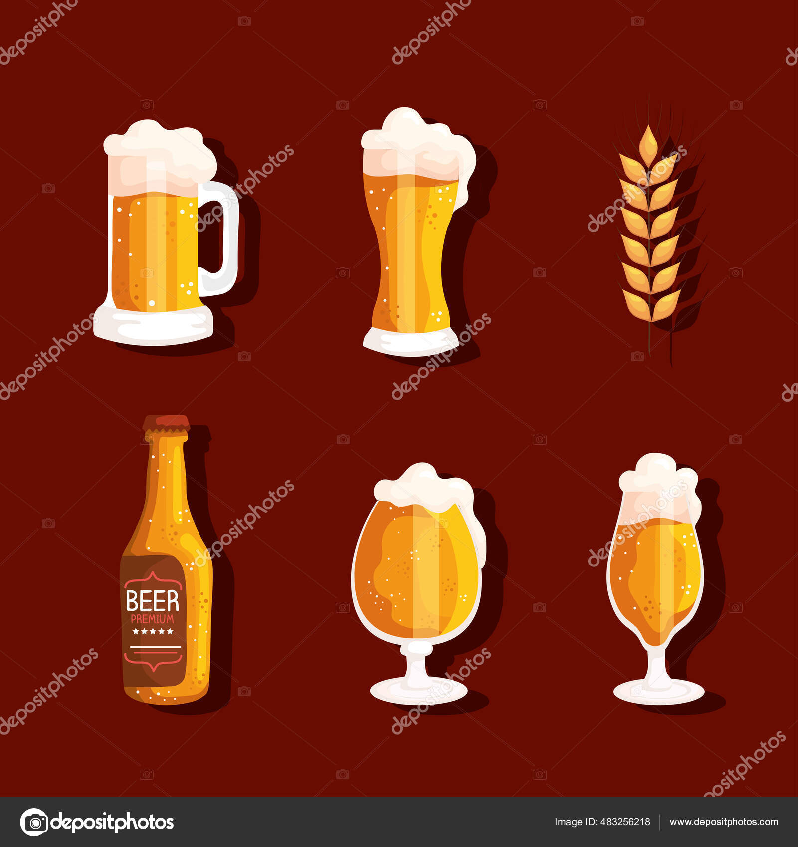Six beers icons Stock Vector by ©yupiramos 483256218