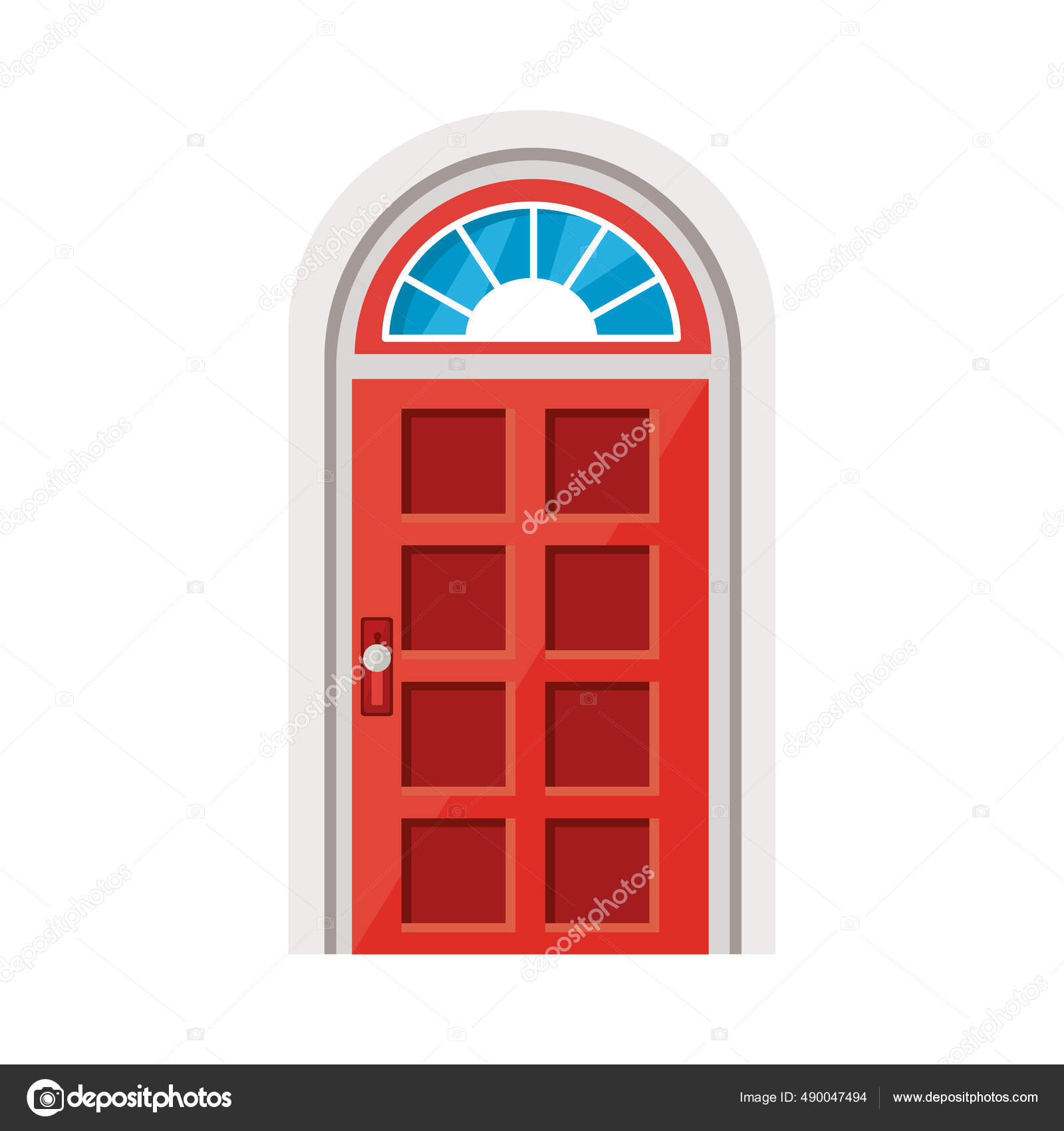 Red front door Stock Vector by ©yupiramos 490047494