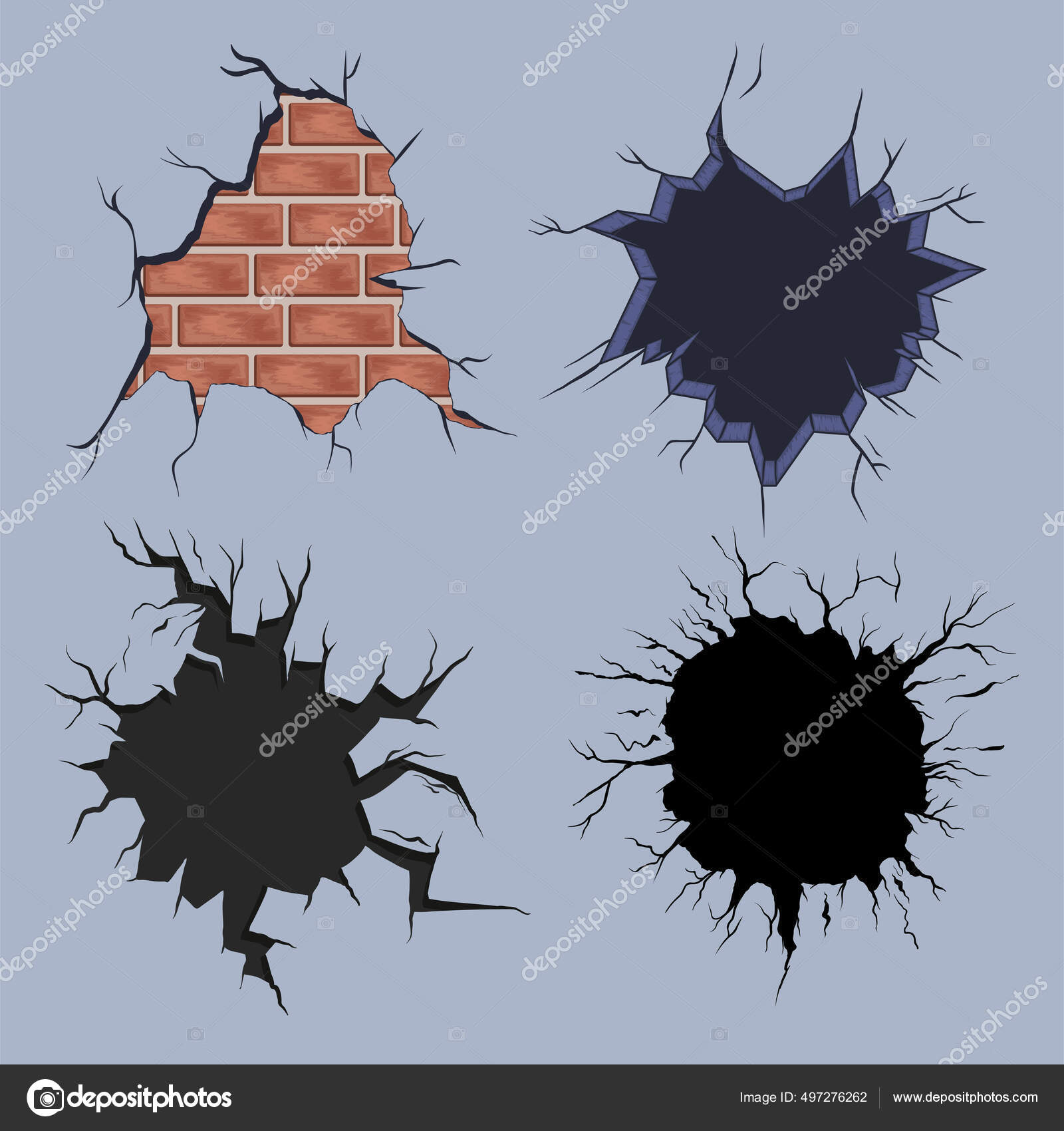 Four explosive walls Stock Vector by ©yupiramos 497276262