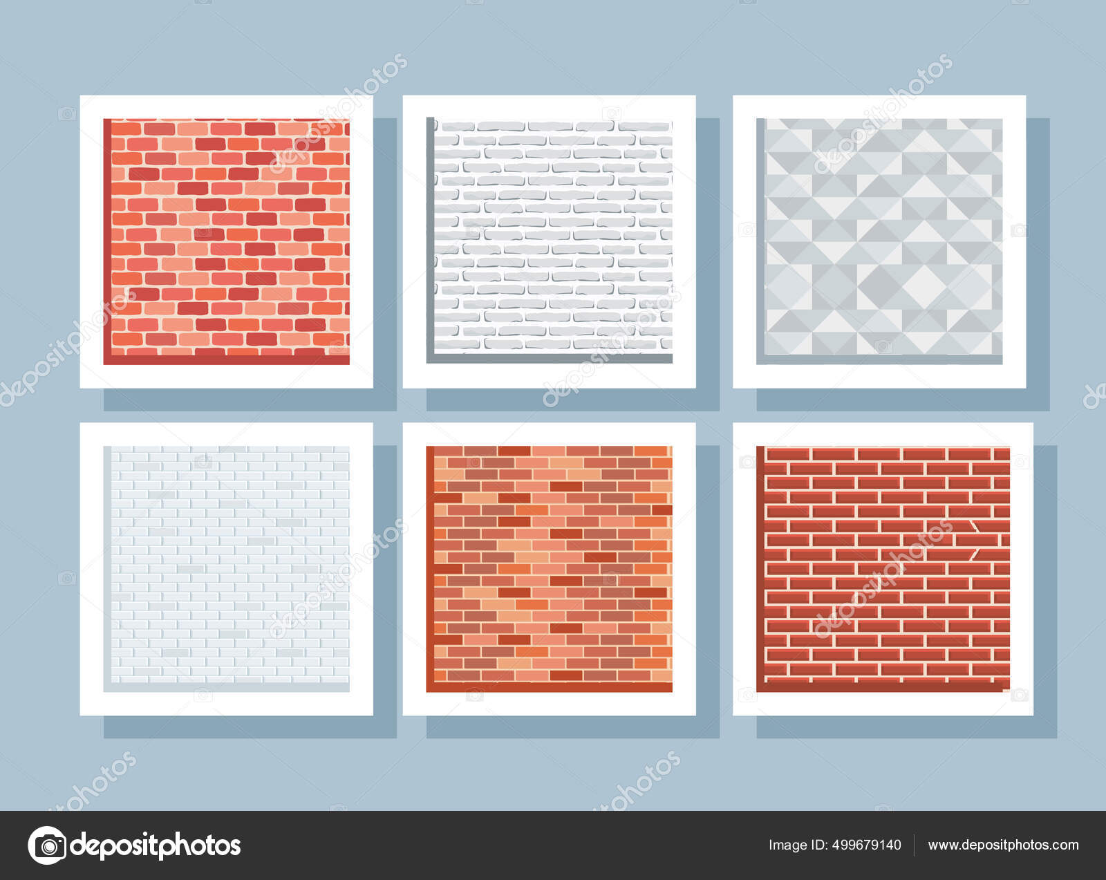 Six bricks walls backgrounds Stock Vector by ©yupiramos 499679140