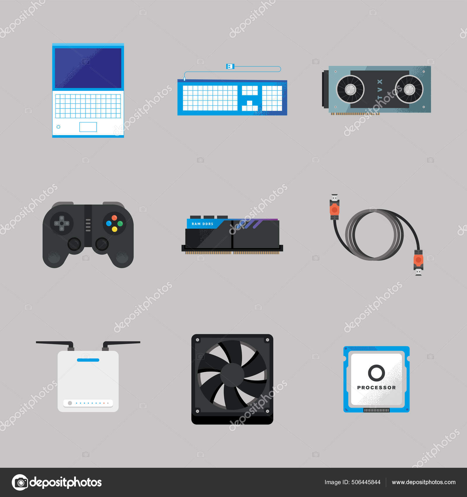 Computer parts icon collection Stock Vector by ©yupiramos 506445844