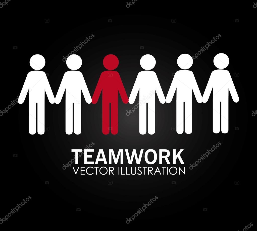 Diseño de trabajo en equipo sobre fondo negrovector ilustración 2024