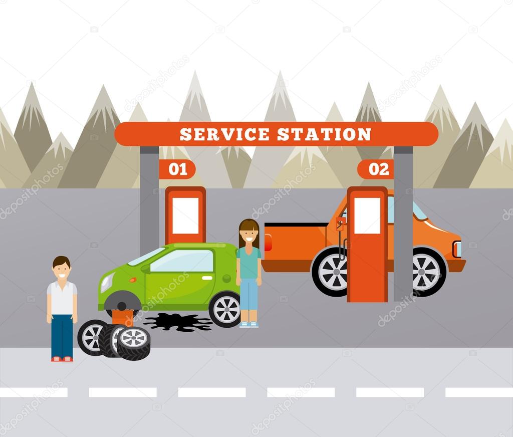 Service station — Stock Vector © yupiramos #73397891