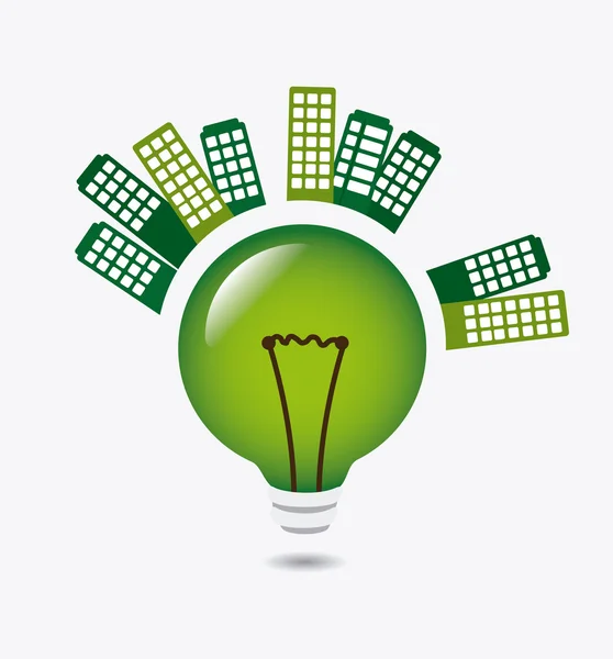Green light bulb and city design Stock Vector Image by ©yupiramos ...