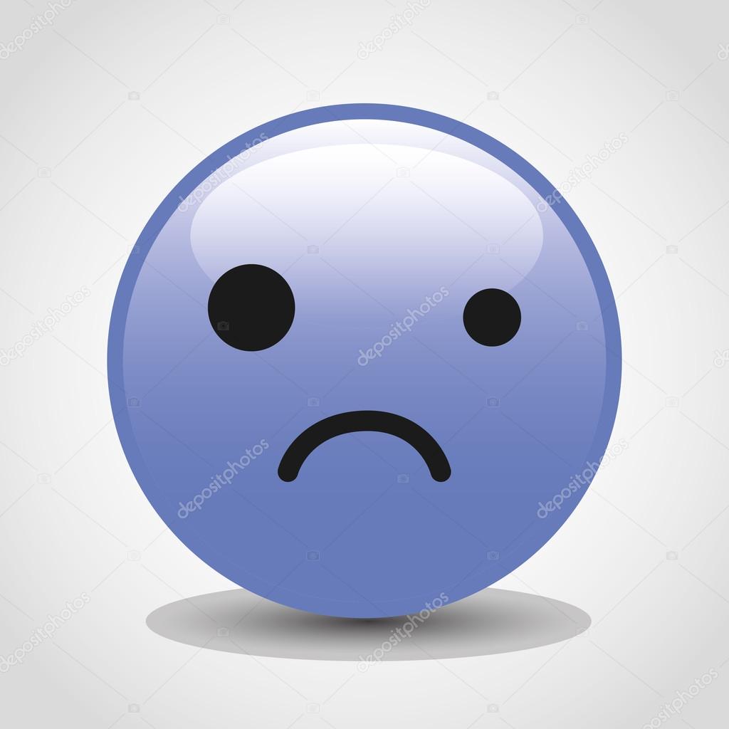 Blue Sad Face Emoticon