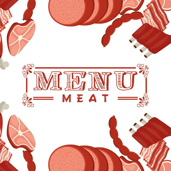 Butcher lable with meat. Food sign for meat shop. — Stock Vector ...