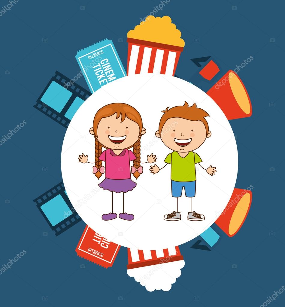 Kids moviegoers — Stock Vector © yupiramos #86660102