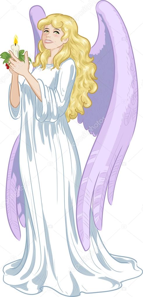 Hermoso ángel mujer caucásica con vela — Vector de stock © Zhaconda ...