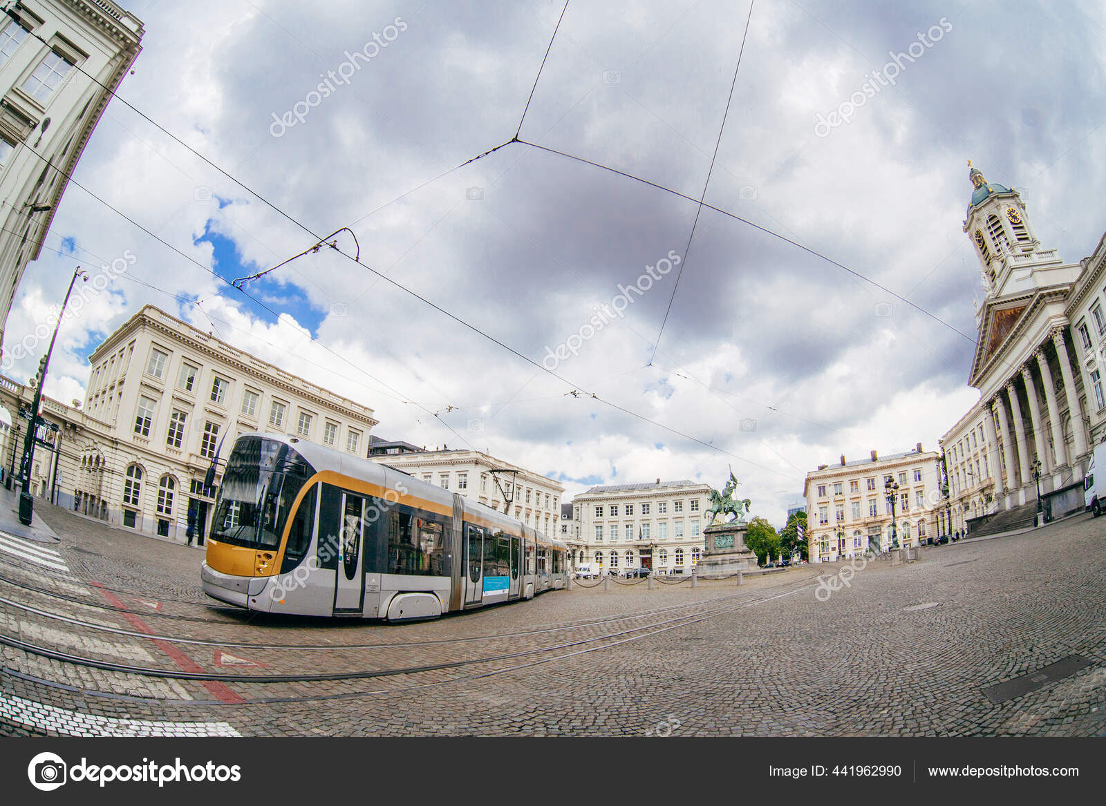 Royal Square Statue Tramway Rails Tower Courthouse Modern Tram ...