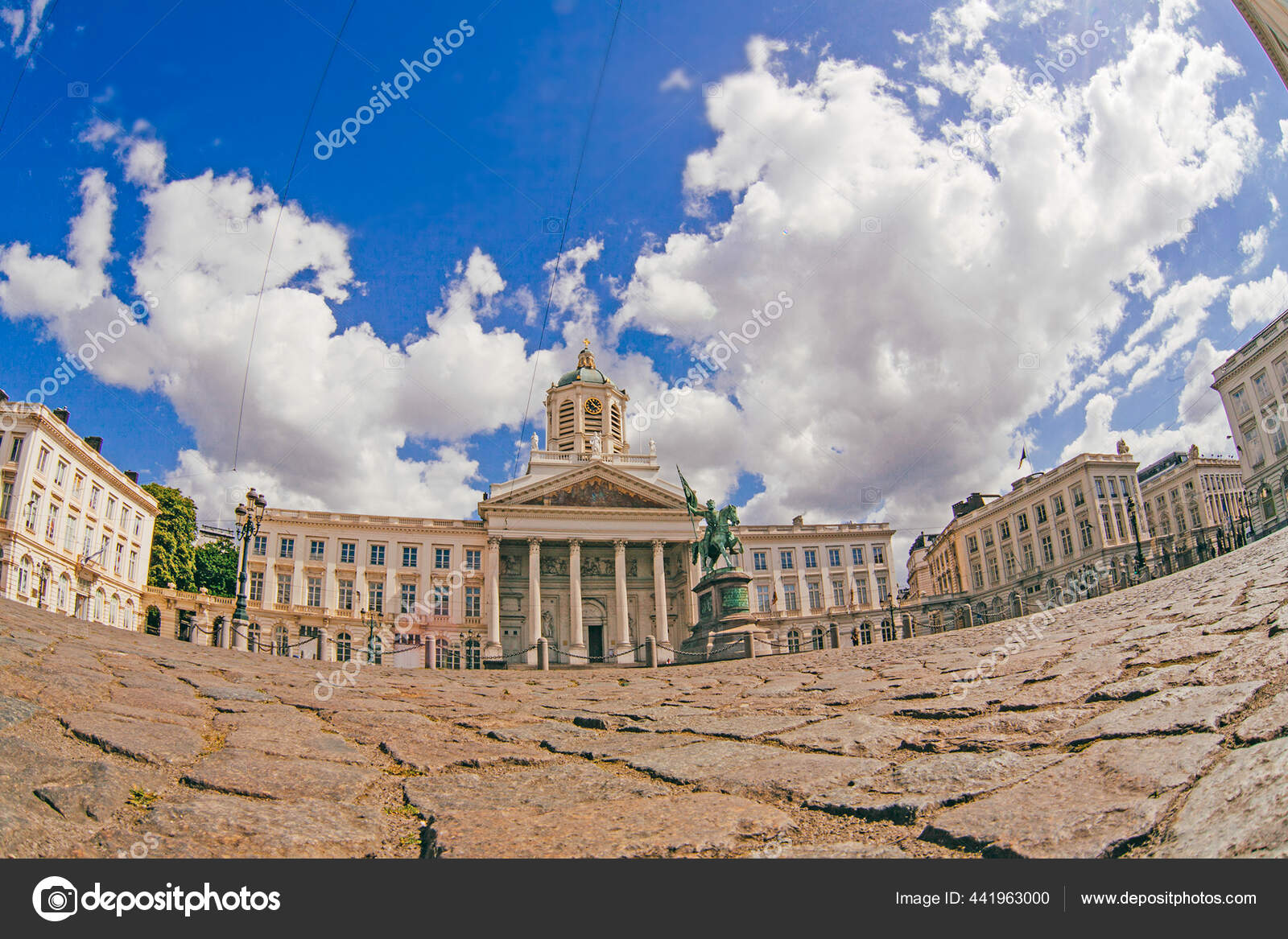 Royal Square Statue Tramway Rails Tower Courthouse Background Summer ...