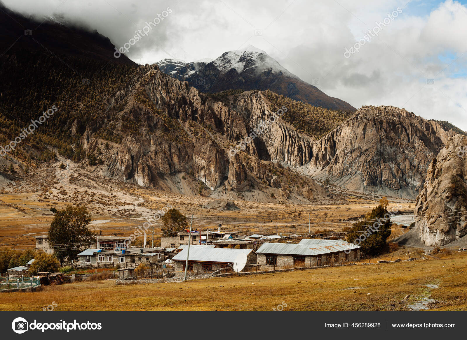 Panoramic View Manang Valley Annapurna Mountains Range Annapurna ...
