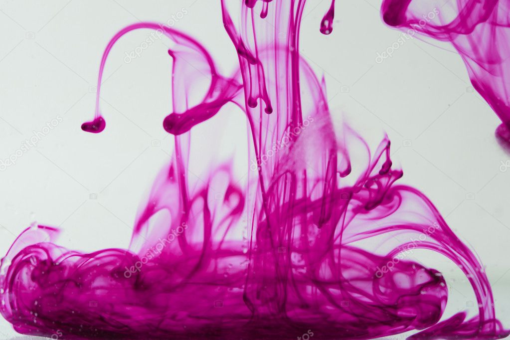 Blue and violet liquid in water making abstract forms Stock Photo by ...