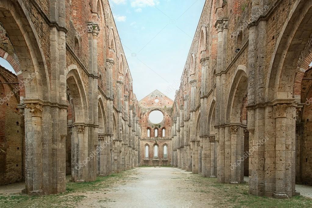 Old Gothic abbey - Abbey of San Galgano, Tuscany, Italy – Stock ...