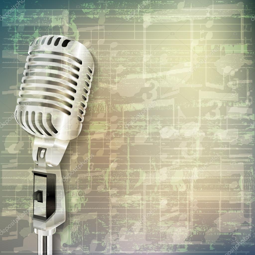Abstract grunge music background with retro microphone Stock Vector ...