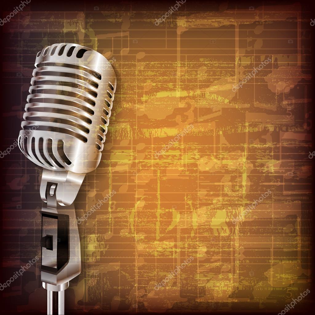 Abstract grunge music background with retro microphone Stock Vector ...