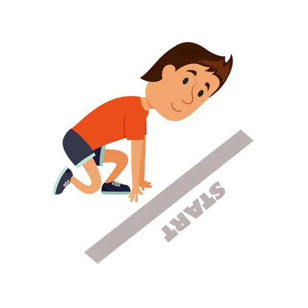 Hombre de dibujos animados en verde sin mangas caen de la escalera ...