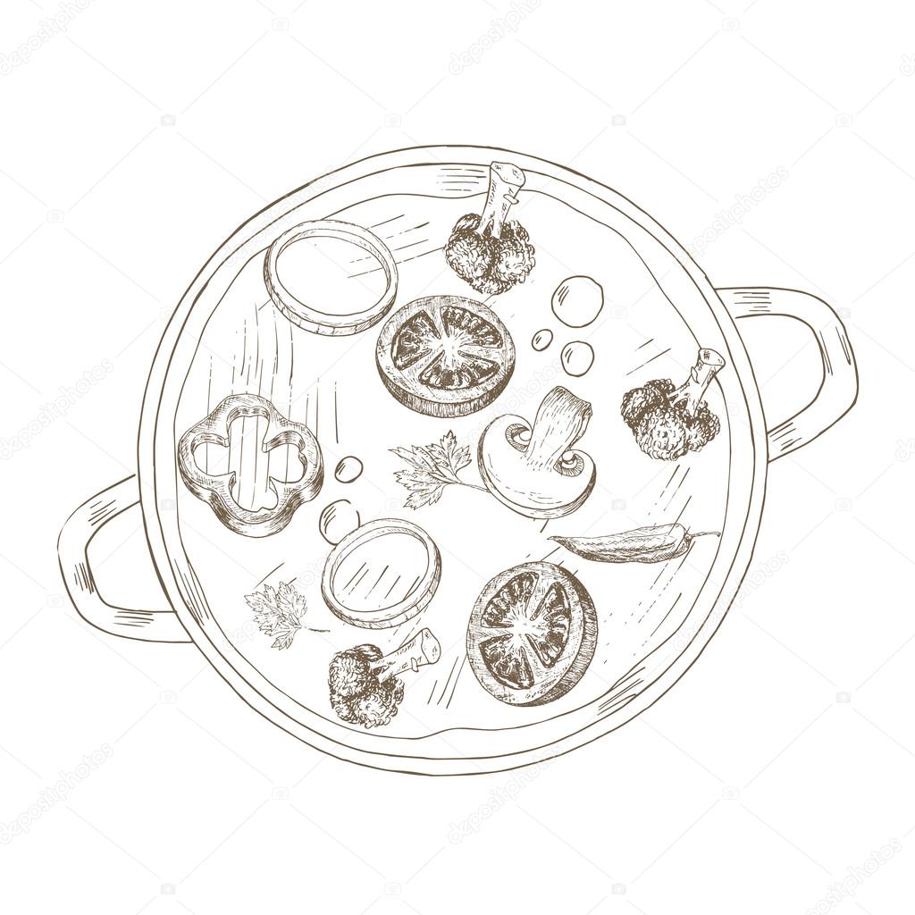 Sketch sopa de verduras Vector de stock por ©nordfox 108421506