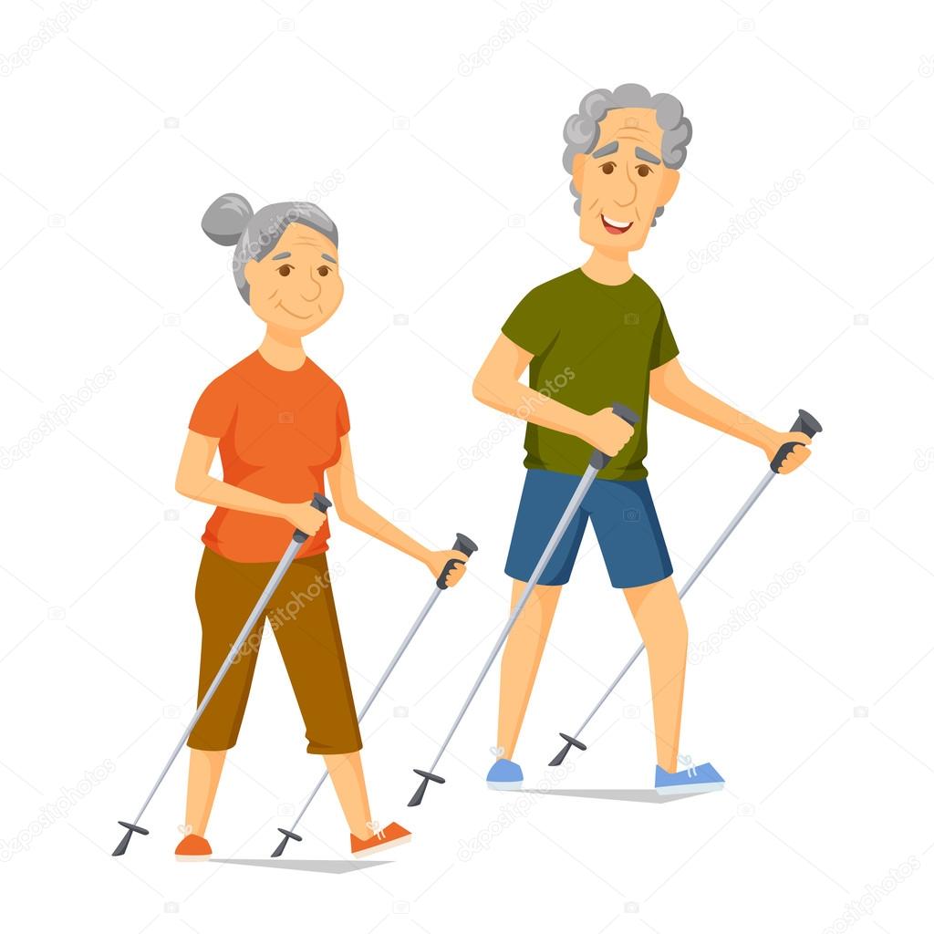 Seniors nordic walking — Stock Vector © nordfox #115333666 Seniors nordic walking — Stock Vector © nordfox #115333666