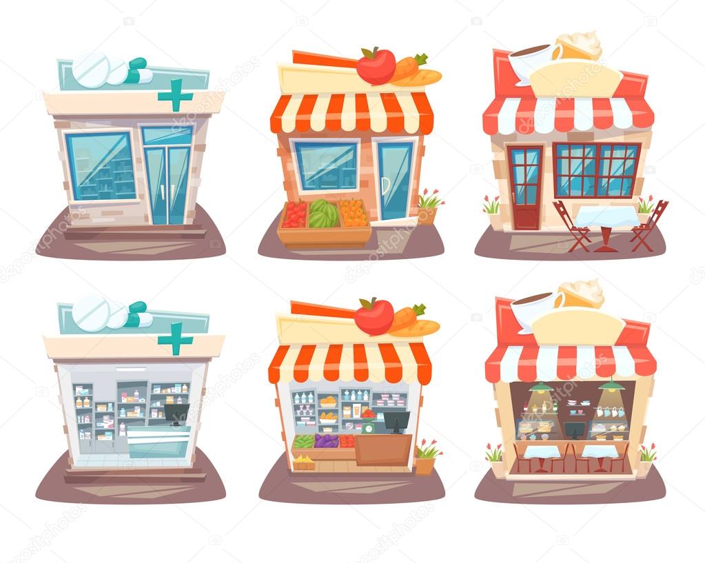 Tienda frontal e interior vector, gráfico vectorial © nordfox imagen ...