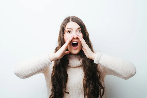 White Background Young Girl Calling Someone — Stock Photo © file404 ...
