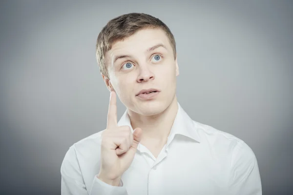 Teenager with lifted finger Stock Photo by ©Zametalov 1591375