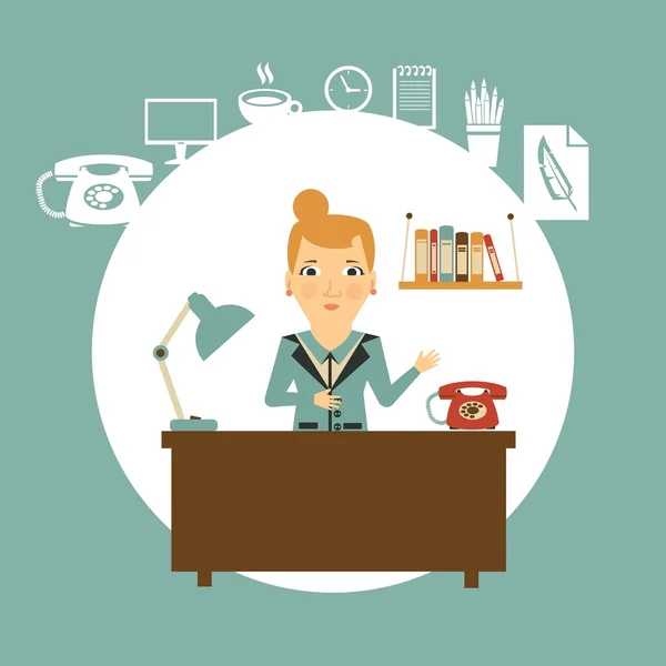 Secretaria ilustración de escritorio Vector de stock por ©file404 58414607