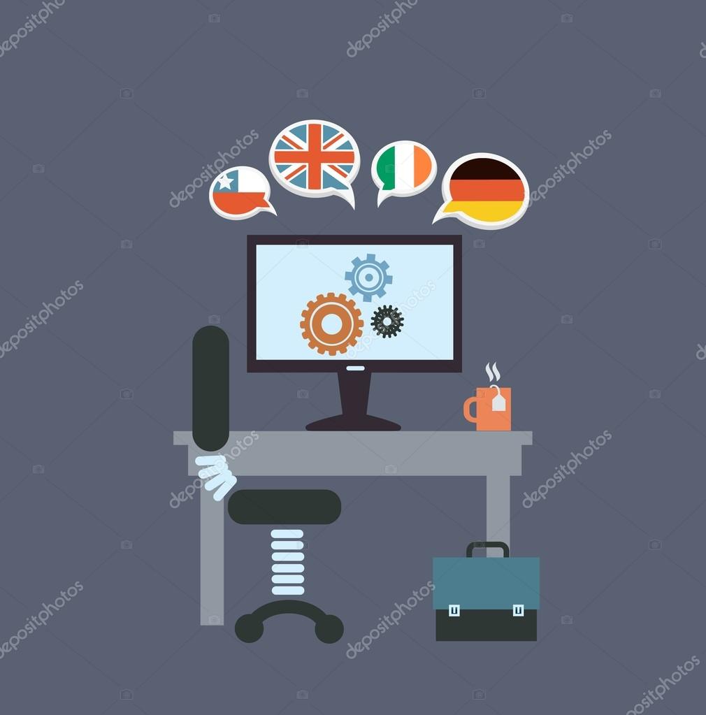 Desktop translator illustration Stock Vector by ©file404 56819647