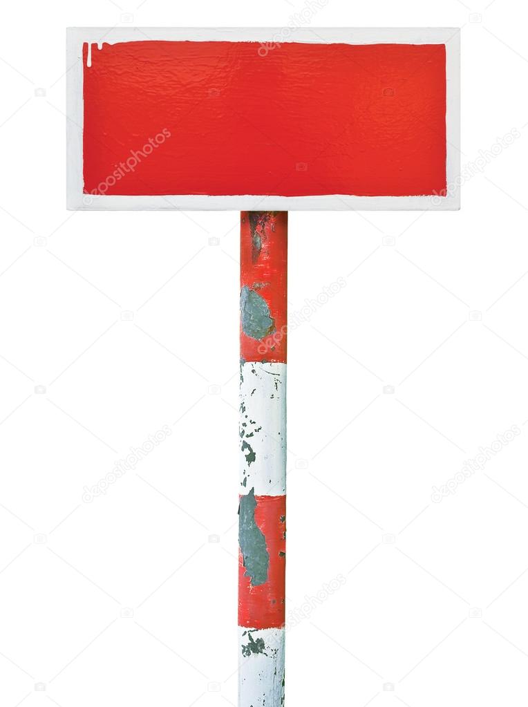 Red hand-painted prohibition warning sign board horizontal metal ...