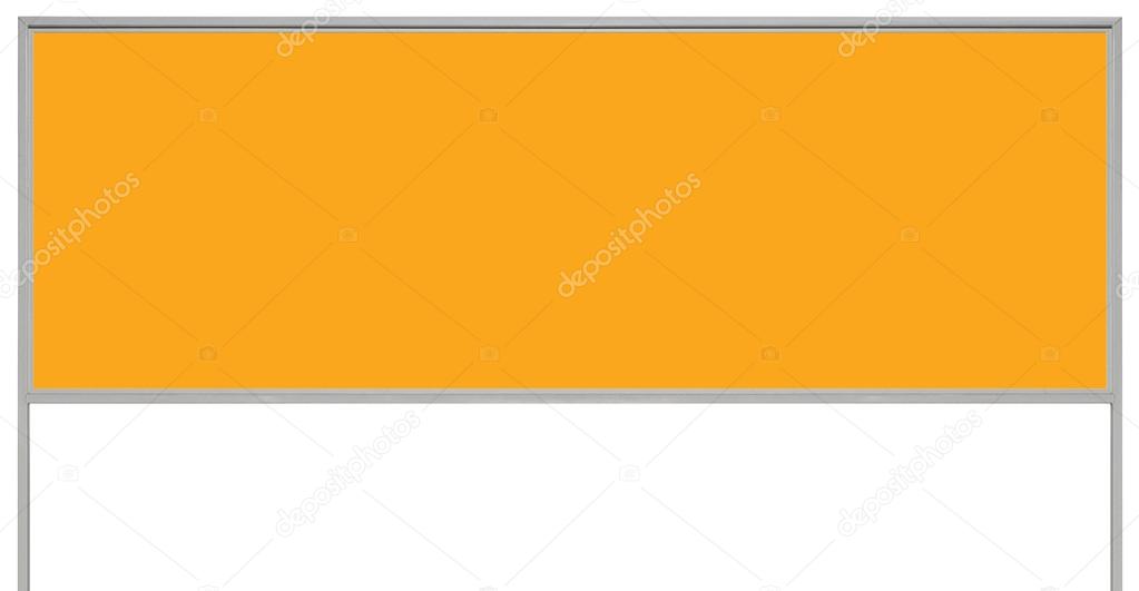 Yellow metal ad sign board billboard signage, isolated blank empty ...