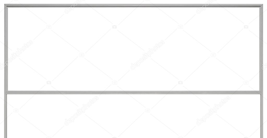 White metal ad sign board billboard signage, isolated blank empty ...