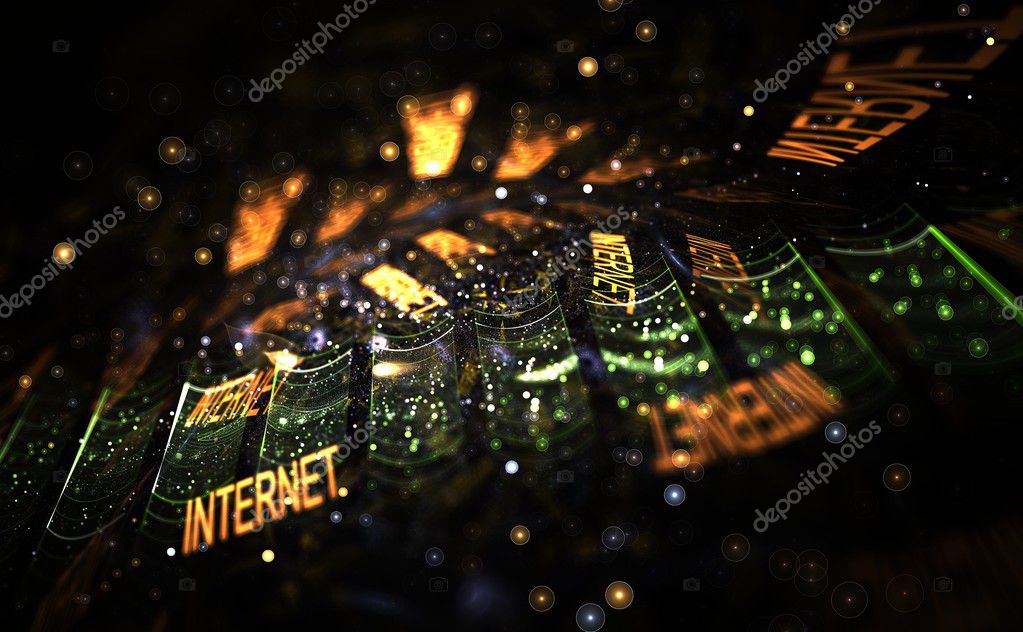 Imagen digital de luz colorida y formas abstractas sobre fondo negro ...