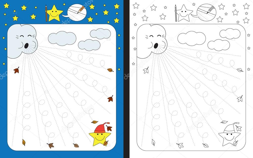 Little star preschool worksheet Stock Vector by ©nahhan 120993320