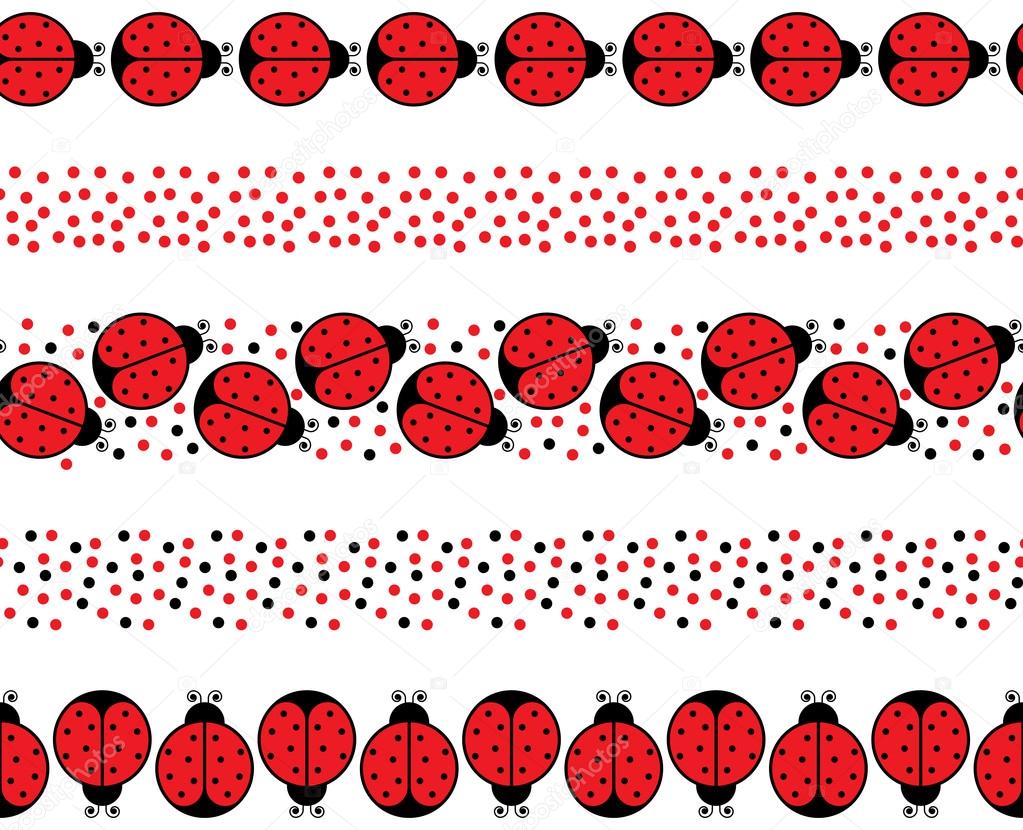 Cute ladybugs borders Stock Vector by ©nahhan 123342544