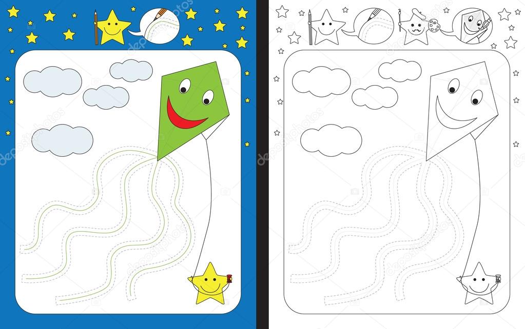 Illustrated preschool worksheet Stock Vector by ©nahhan 124433838