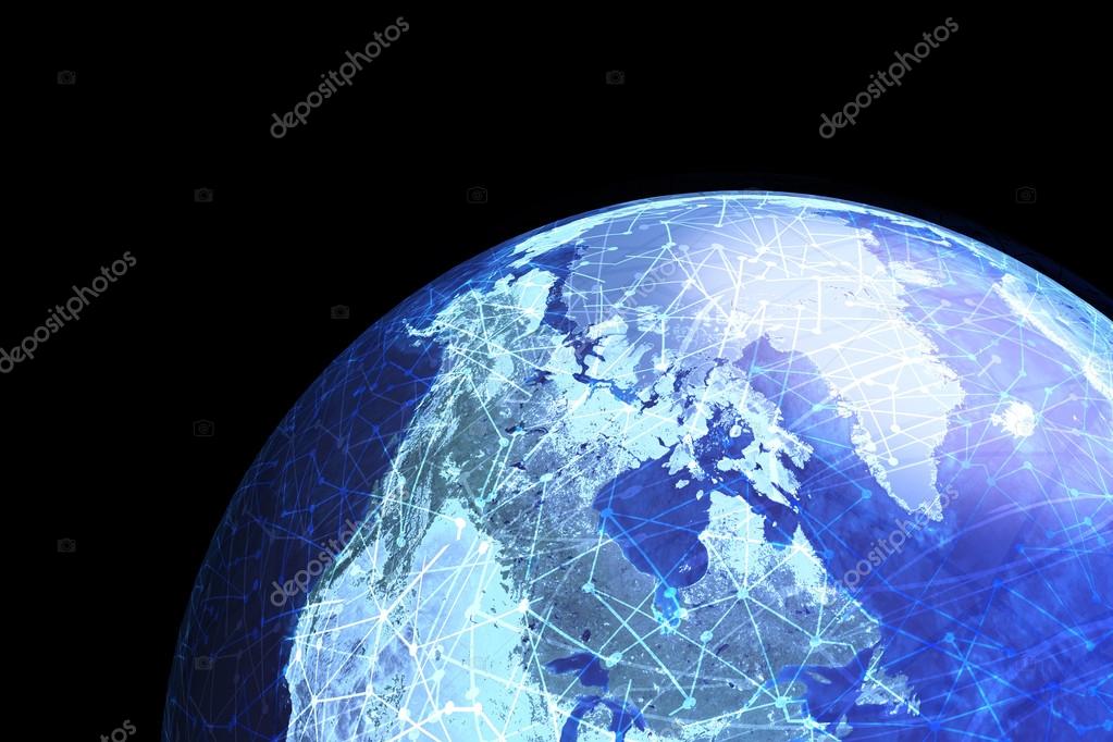 A globe showing internet and online connections — Stock Photo ...