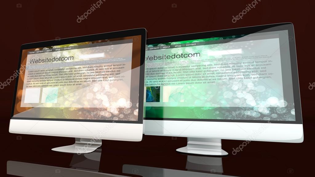 Two All in one Computers showing generic websites — Stock Photo ...